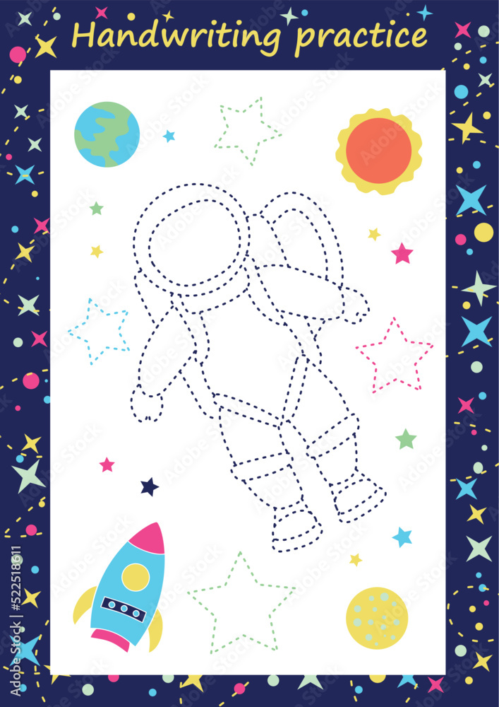 Preschool worksheet for practicing fine motor skills - tracing dashed ...