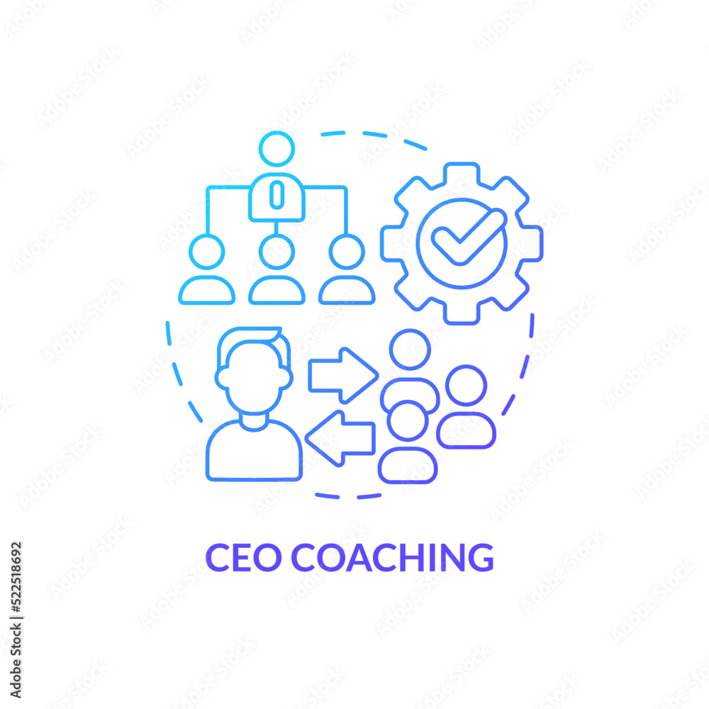 CEO coaching blue gradient concept icon. Corporate training service ...