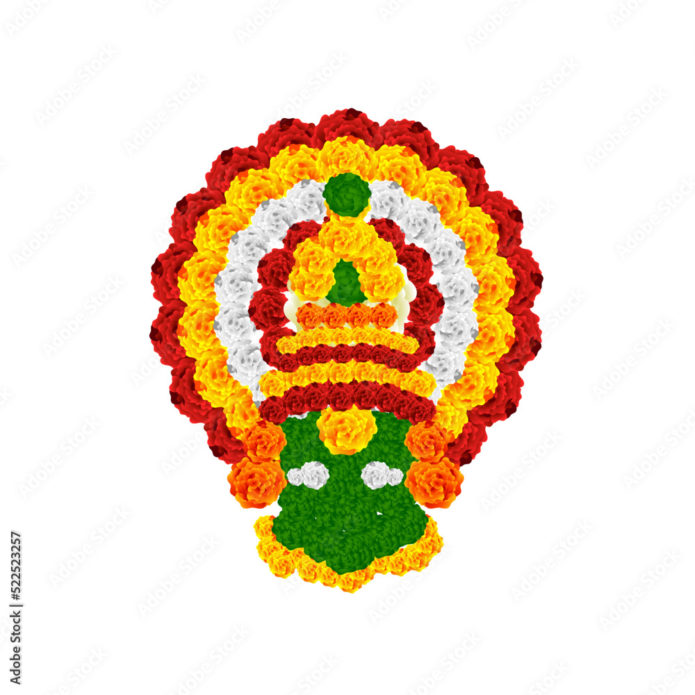 Kathakali made with flower rangoli for celebration of indian festival ...