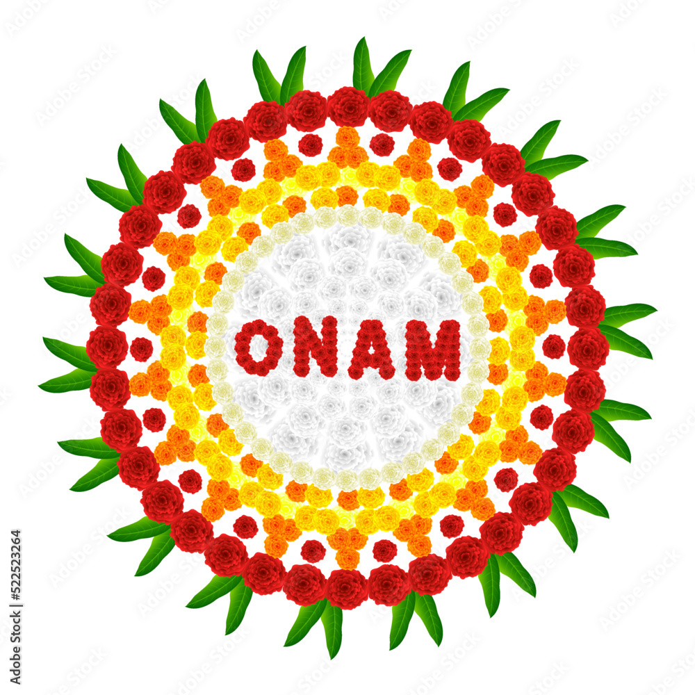 Beautiful flower rangoli design for Onam festival celebration. Happy ...