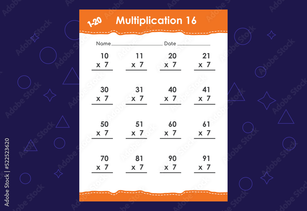 Basic math multiplication for kids. An educational worksheet for kids ...