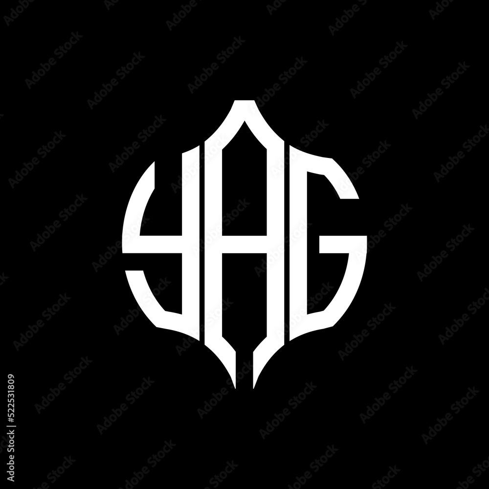 YAG letter logo. YAG best black background vector image. YAG Monogram ...