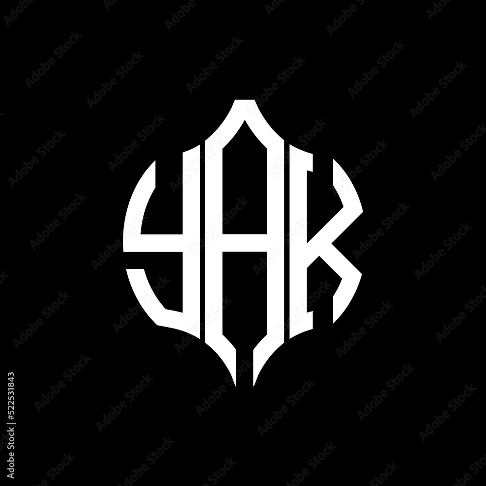 YAK letter logo. YAK best black background vector image. YAK Monogram ...