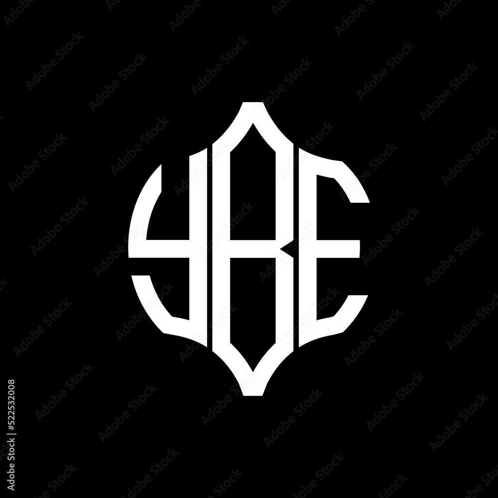 YBE letter logo. YBE best black background vector image. YBE Monogram ...