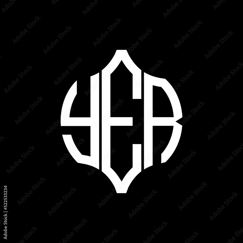 YER letter logo. YER best black background vector image. YER Monogram ...