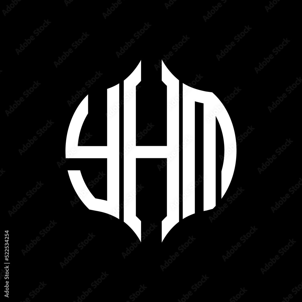 YHM letter logo. YHM best black background vector image. YHM Monogram ...