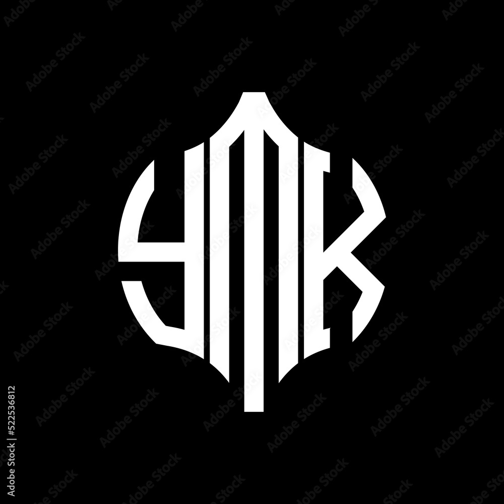 YMK letter logo. YMK best black background vector image. YMK Monogram ...
