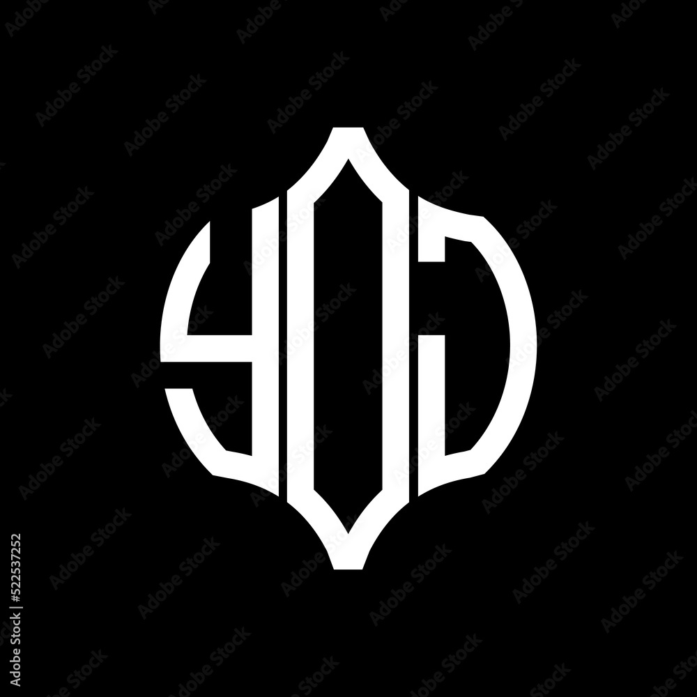 YOJ letter logo. YOJ best black background vector image. YOJ Monogram ...