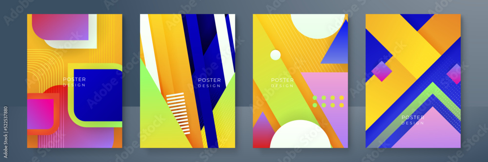 Colourful backgrounds set with modern abstract blurred color gradient ...