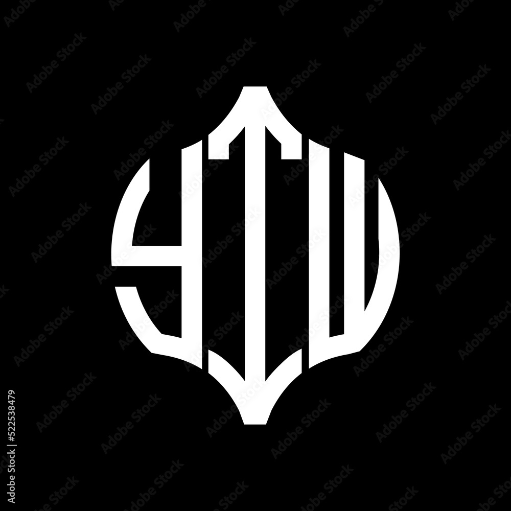 YTW letter logo. YTW best black background vector image. YTW Monogram ...