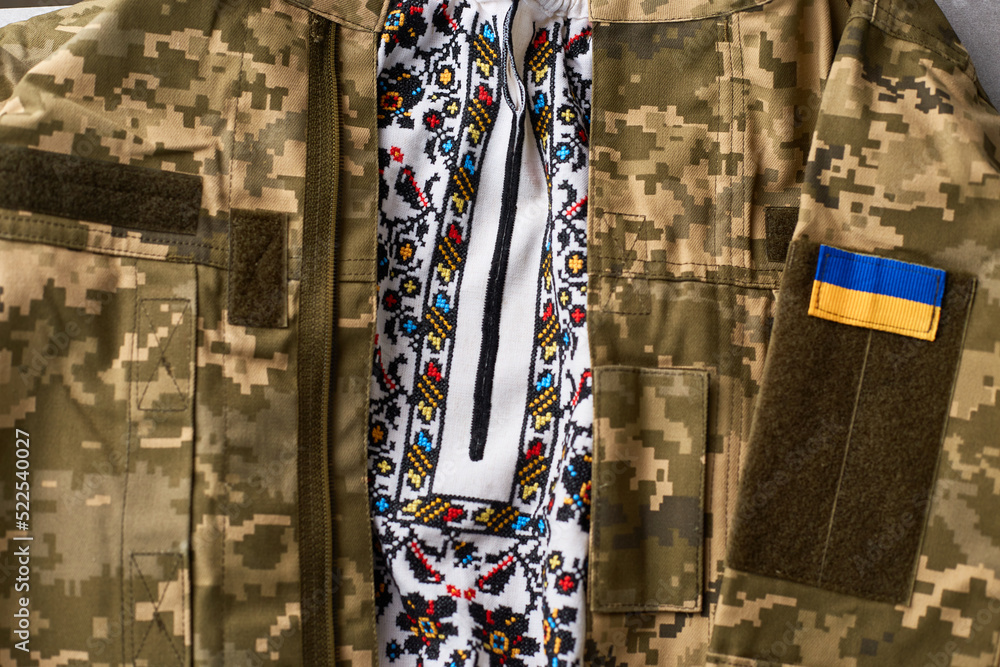Ukraine traditional clothes and military uniform of ukrainian soldier ...