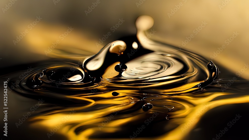 ภาพประกอบสต็อก 4k liquid gold, melted gold and black background, golden ...