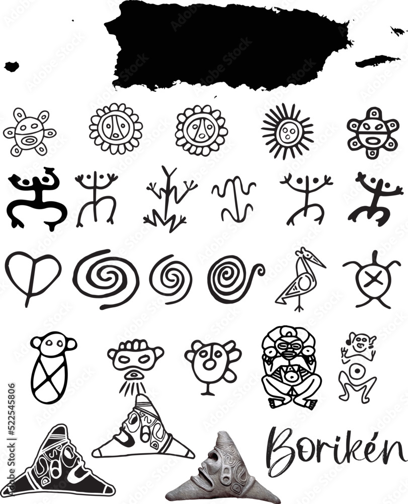 Bundle Taino Silhouettes vector de Stock | Adobe Stock