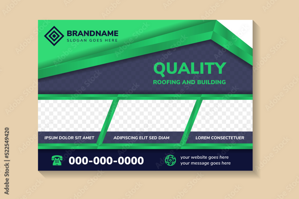quality roofing and building repair specialist banner design template ...