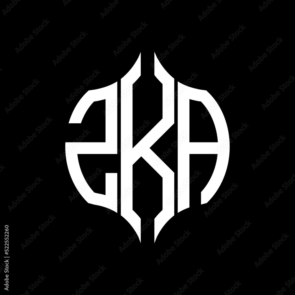 ZKA letter logo. ZKA best black background vector image. ZKA Monogram ...