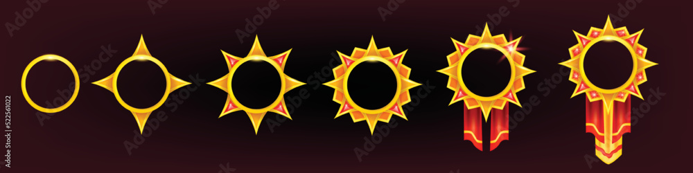 Game frame UI golden border set, fantasy medieval RPG ranking avatar ...