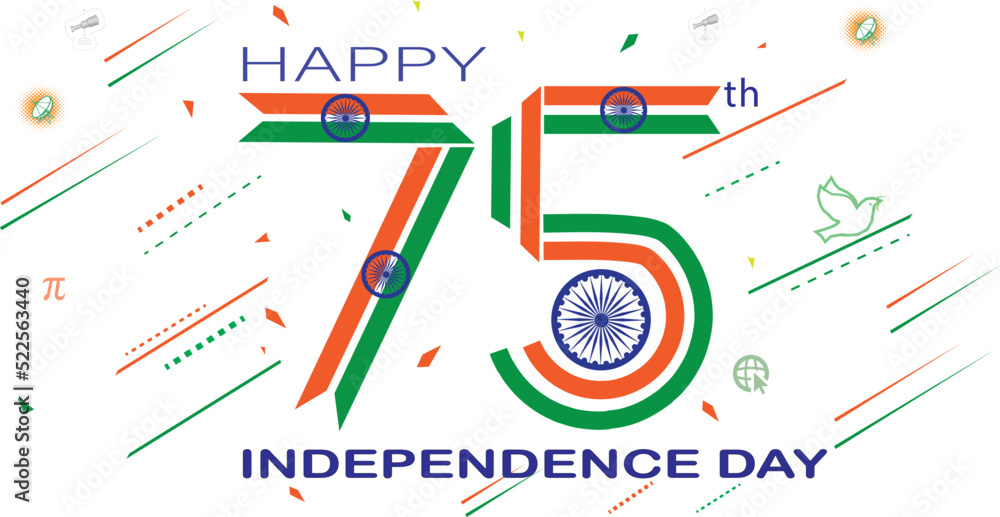 75th independence day India. 75 years success freedom celebration ...