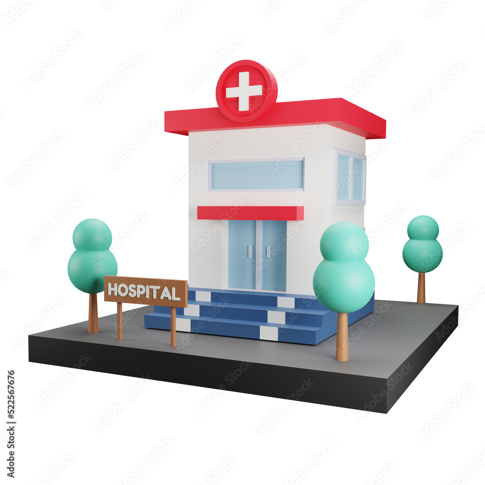 hospital building 3d illustration. Scene for health, medicine ...