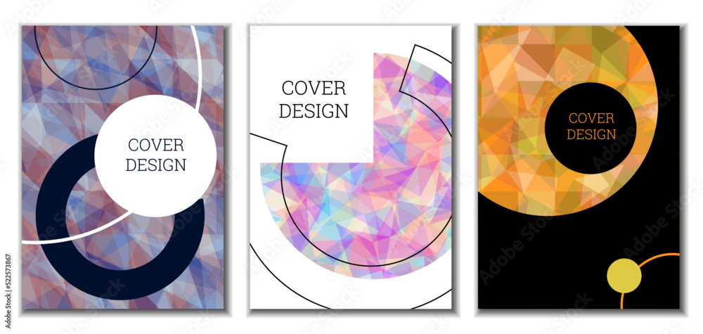 Cover design. Set of 3 covers. Imitation of crumpled paper. Unusual ...