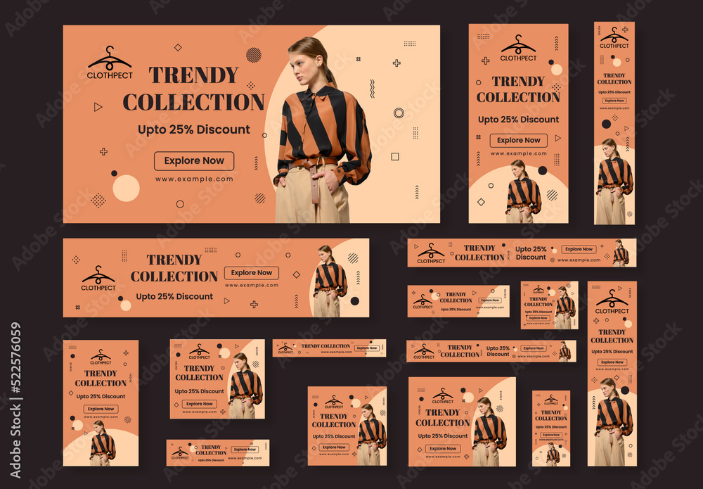 Trendy Collection Web Banner Set Stock Template | Adobe Stock
