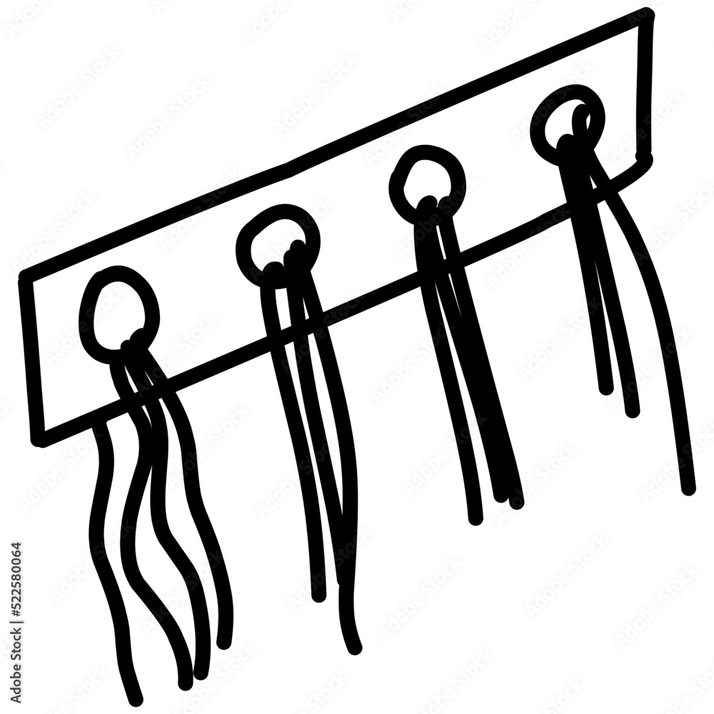 Embroidery threads illustration. Hand-drawn doodles illustration. Line ...