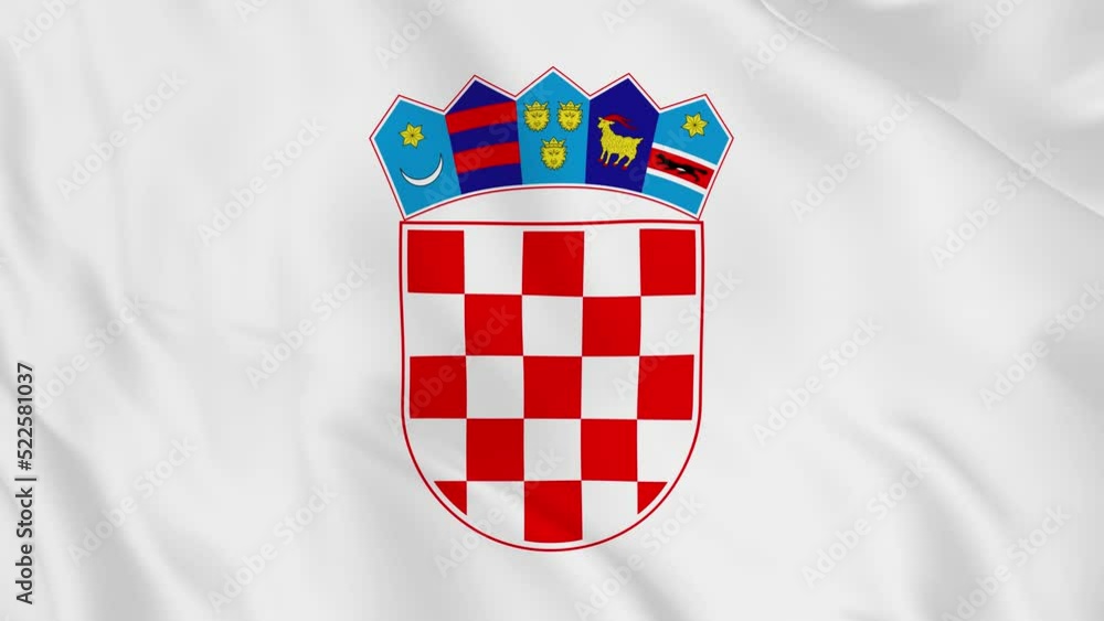 national emblem coat of arms or symbol of Croatia in waving flag ...