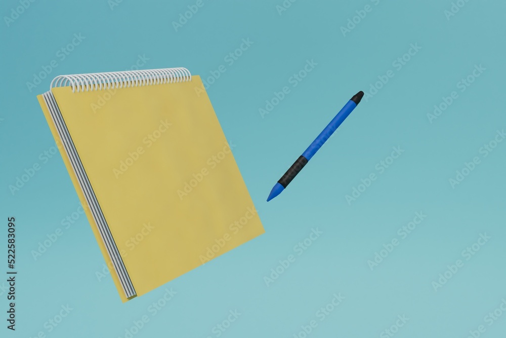 learning concept. notepad on a spiral and a pen next to it on a ...