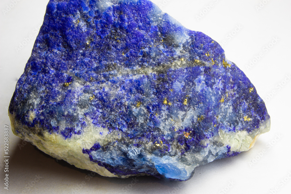 Raw Lapis lazuli rock on white background. Unpolished chunk of lapis ...