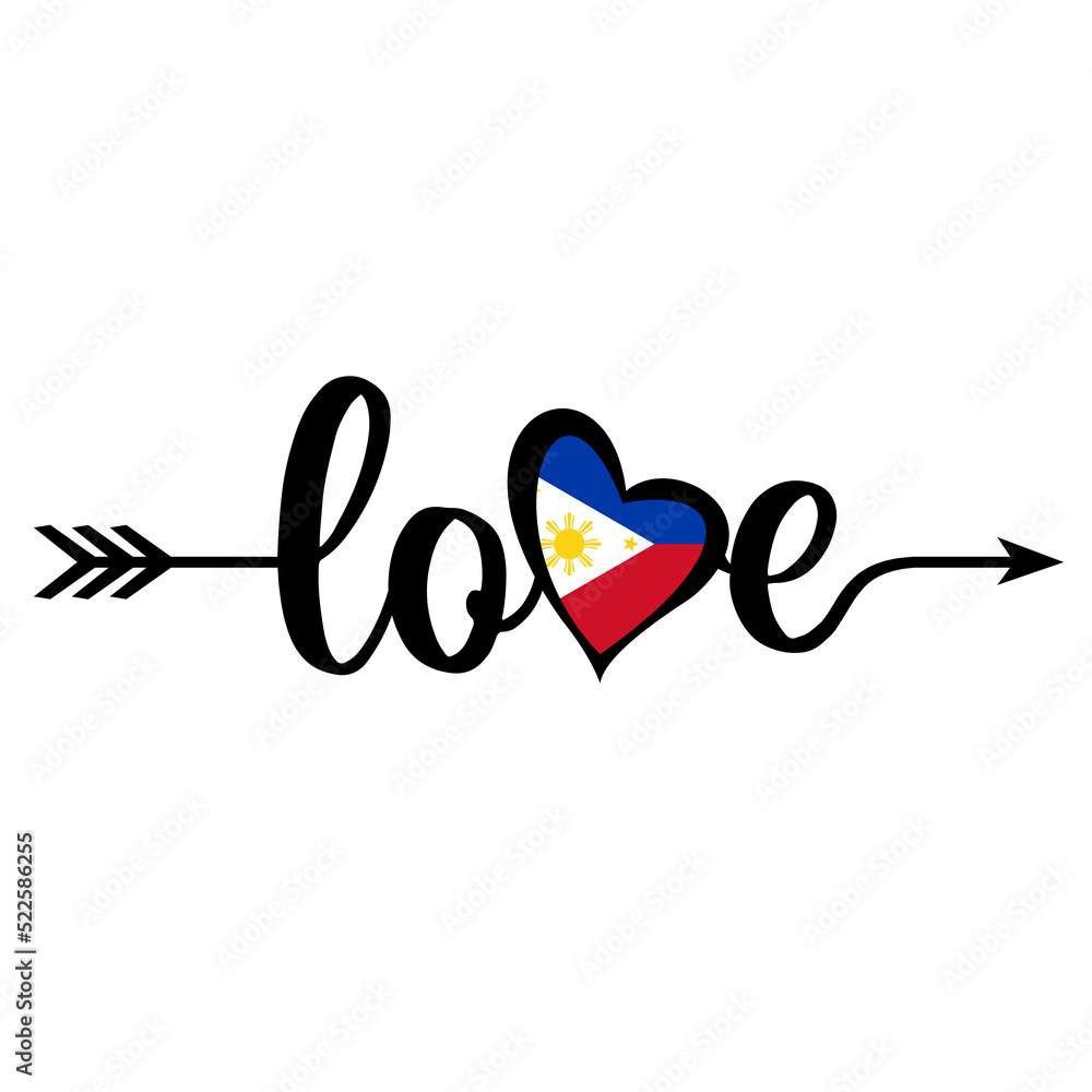 Love Flag of Philippines Stock Illustration | Adobe Stock