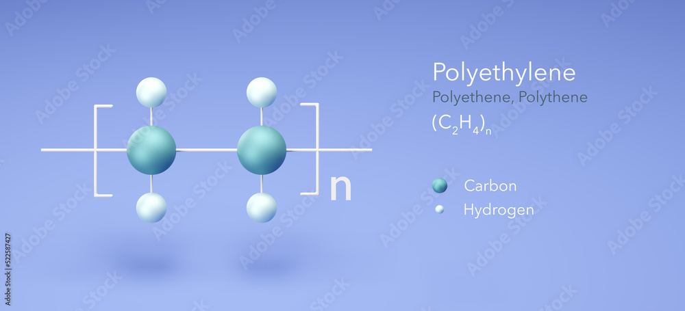Fototapeta polyethylene, polyethene, molecular structures, 3d rendering ...