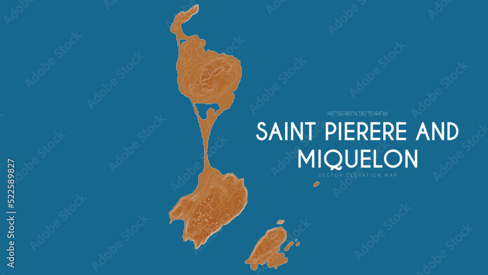 Topographic map of Saint Pierre and Miquelon, France. Vector detailed ...
