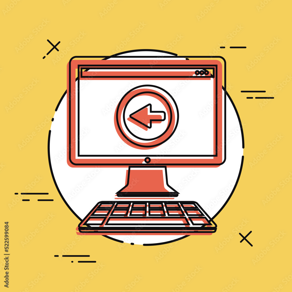 Computer and back symbol - Vector flat minimal icon Stock Vector ...