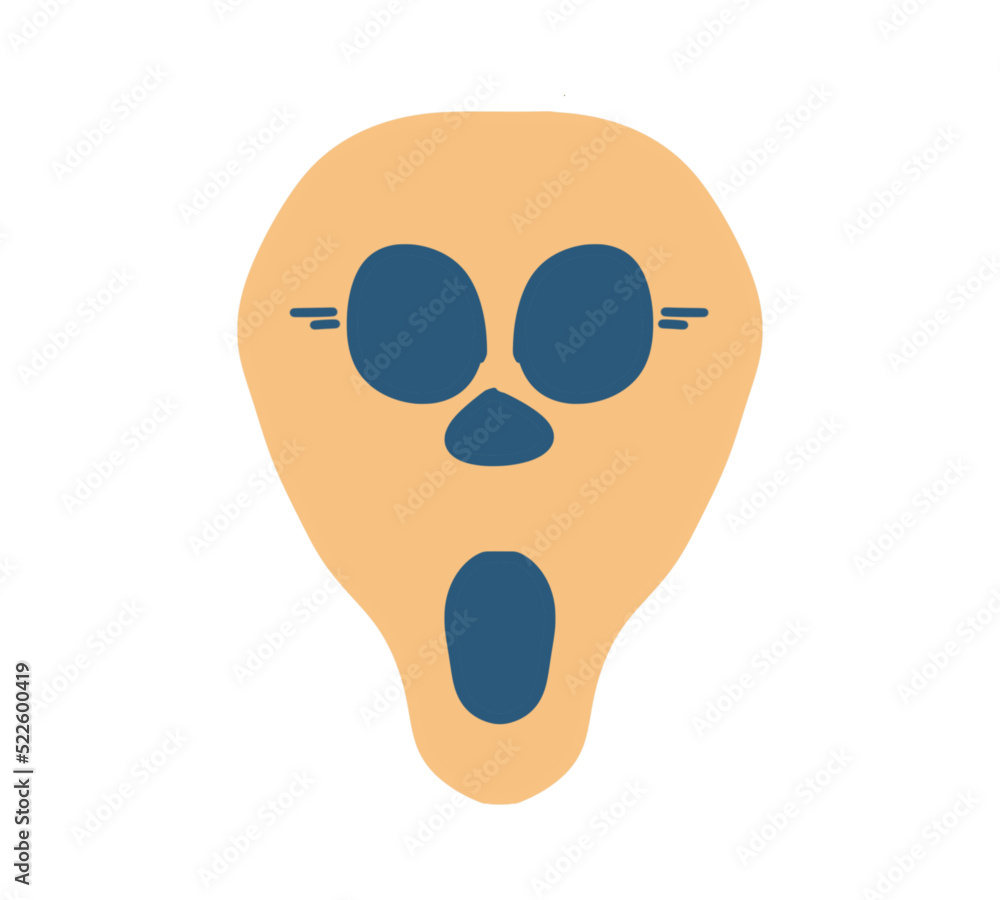 Scream mask, color picture with an evil face, on a transparent ...