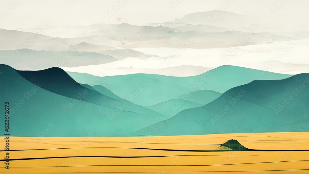 Mountains, flat 2d, minimal vintage wallpaper. 4k backgrounds of ...