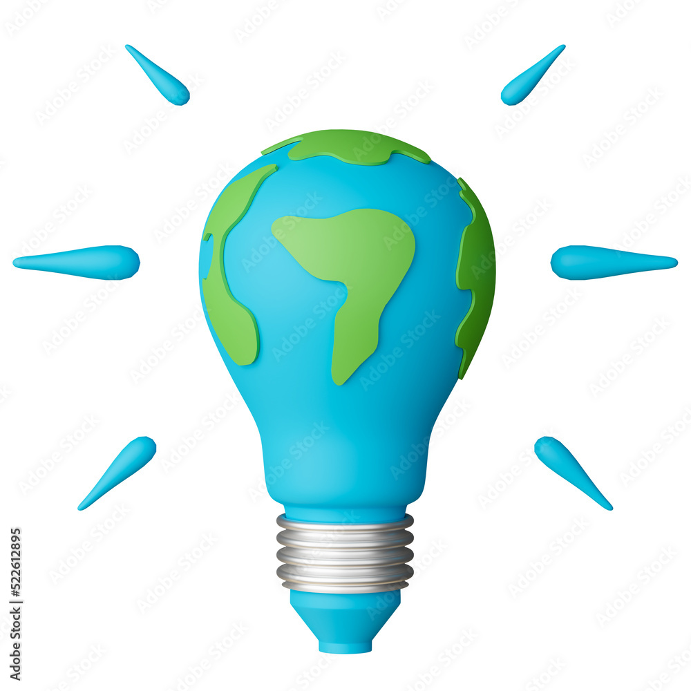 3d rendering planet earth shaped light bulb. Stock Illustration | Adobe ...