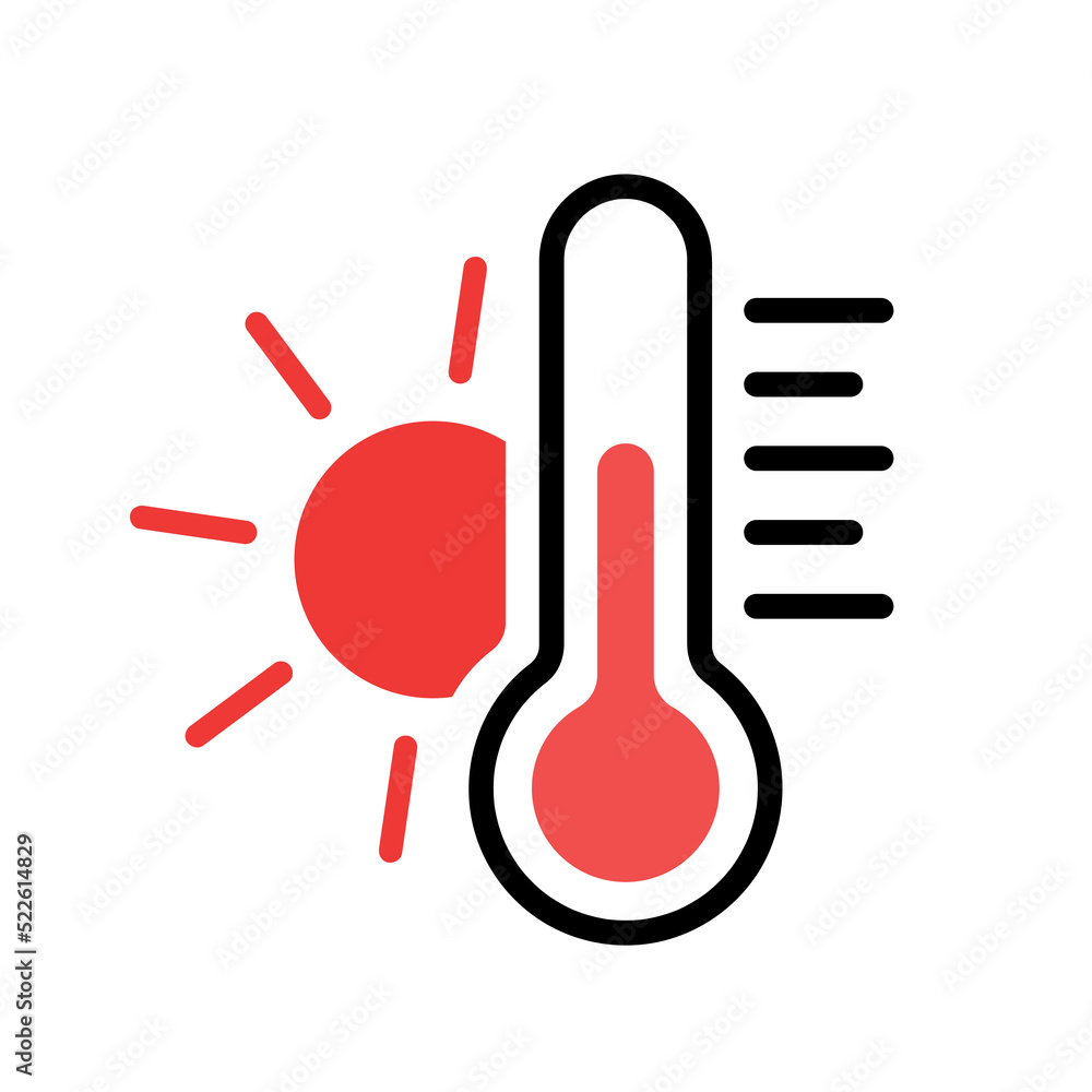 thermometer icon heat, temperature scale symbol, warm weather sign ...