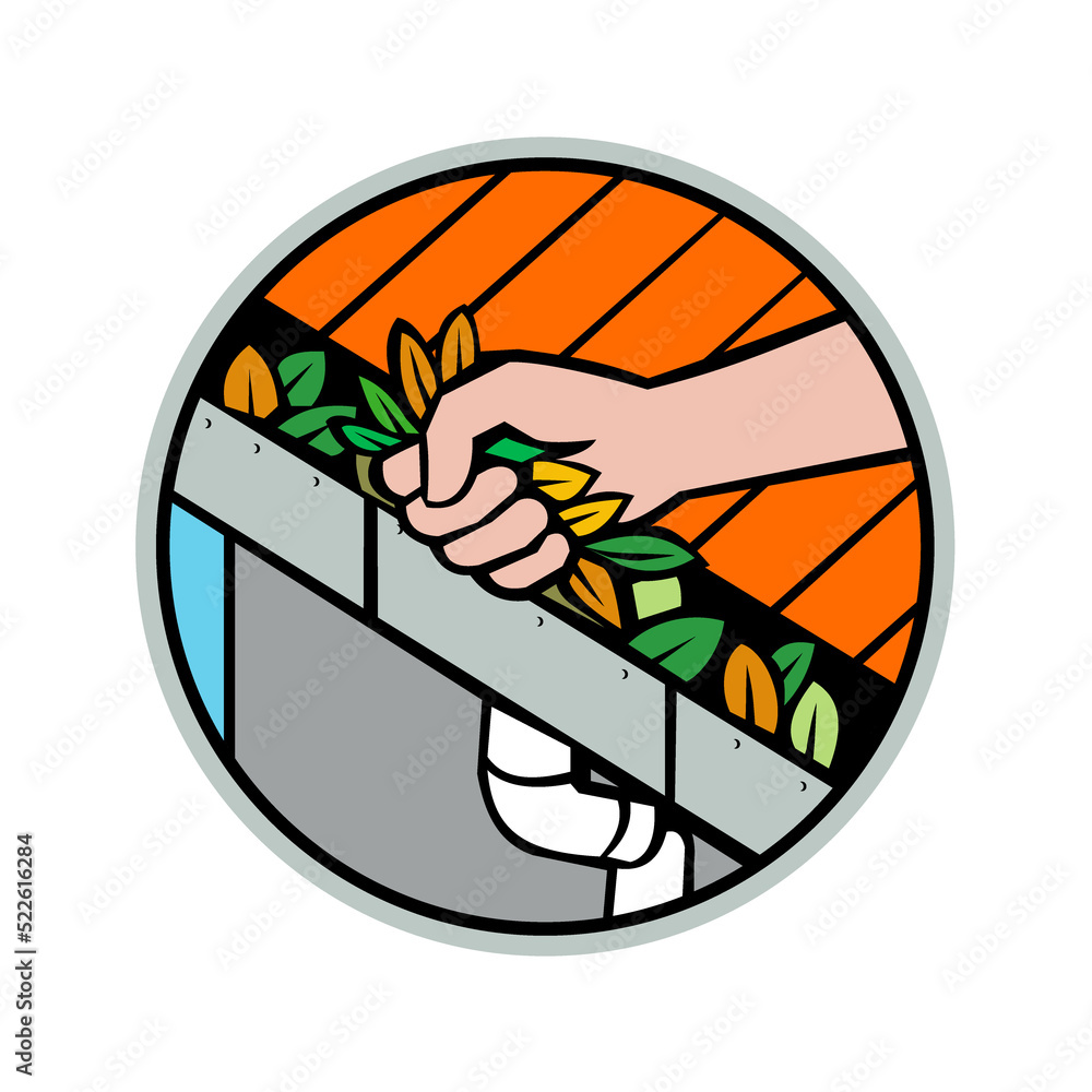 Hand Cleaning Roof Rain Gutter Icon Stock Illustration | Adobe Stock