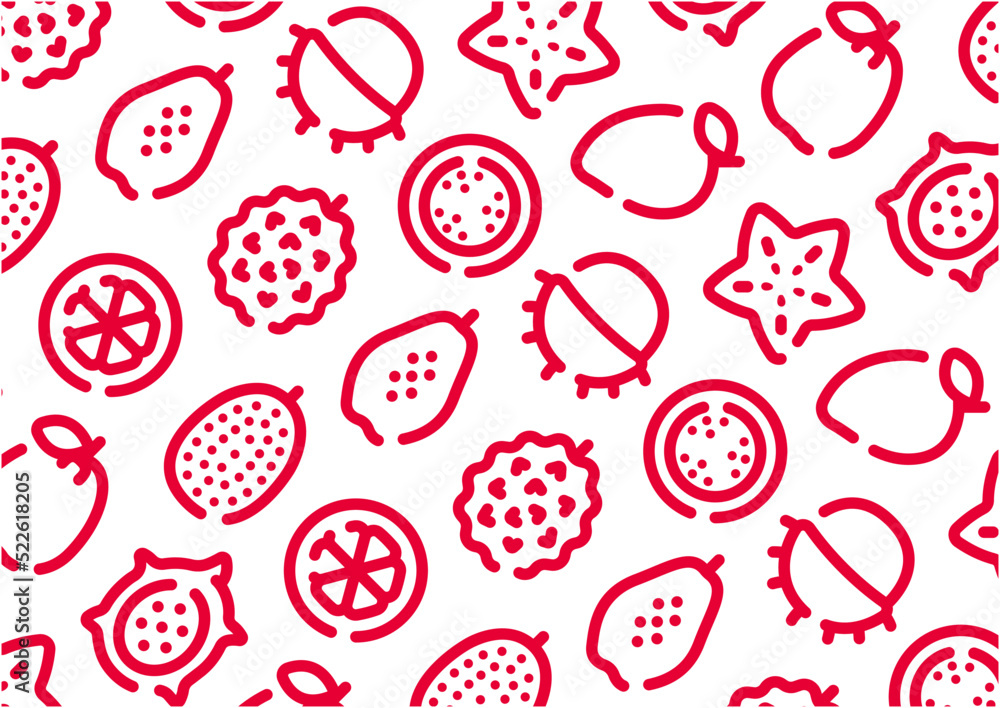 Tropical fruits pattern background for graphic design.A-size horizontal ...