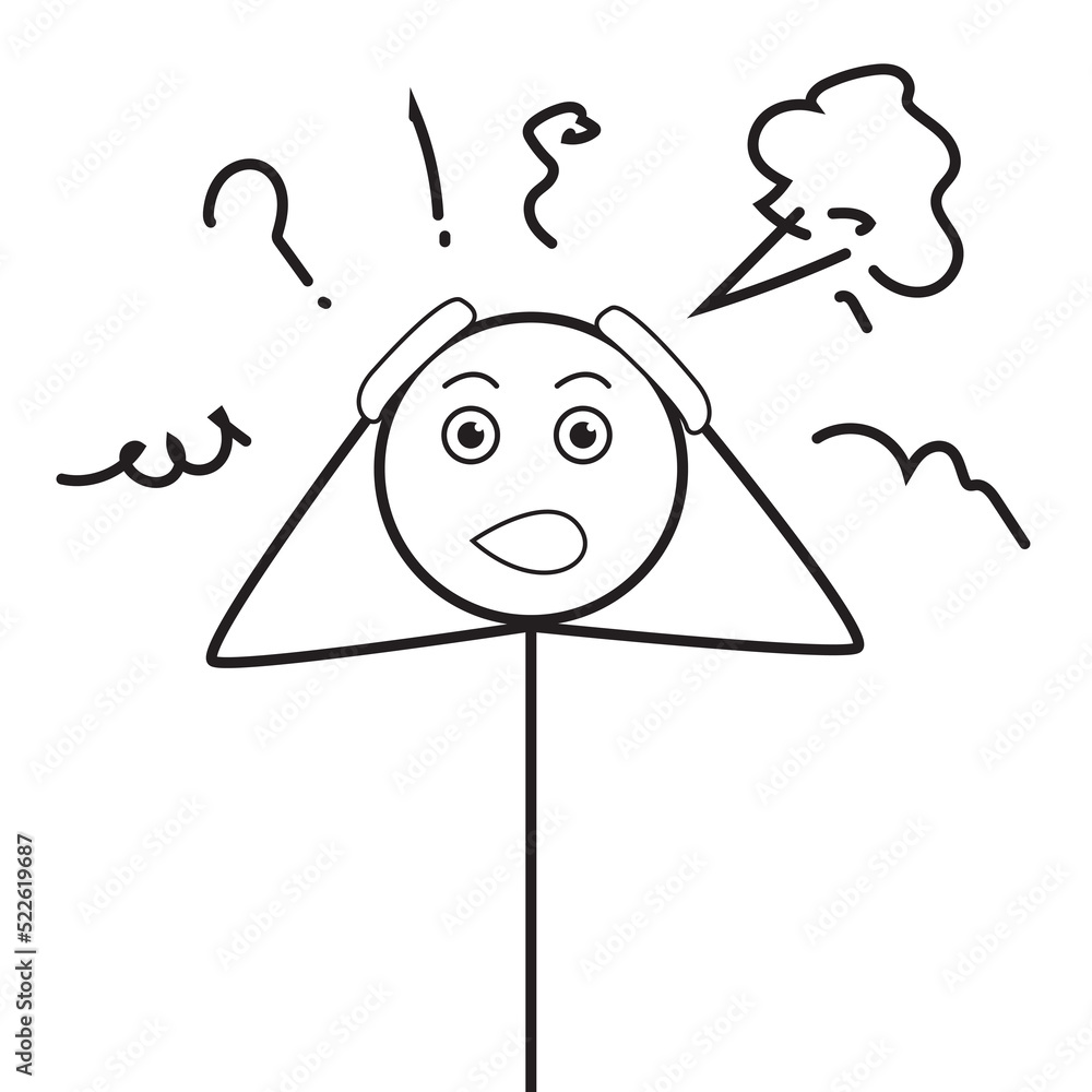 stickman stick figure confuse expression Stock Illustration | Adobe Stock
