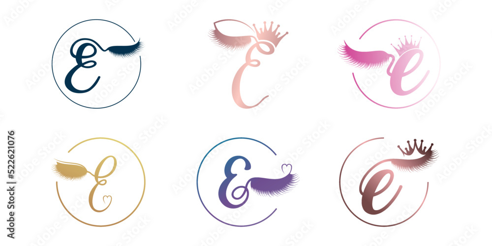 Set letter e logo design with modern abstract concept Premium Vector ...