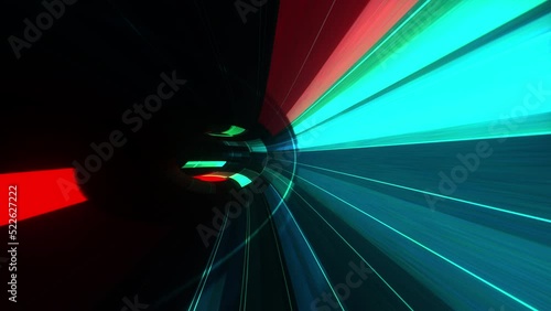 Abstract red blue glow futuristic digital hyper space tunnel sci-fi ...