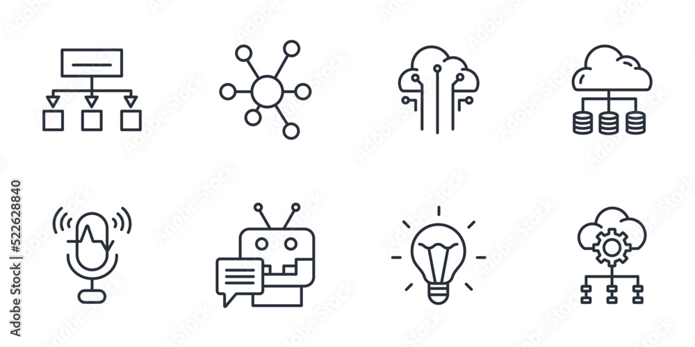 machine learning icons set . machine learning pack symbol vector ...