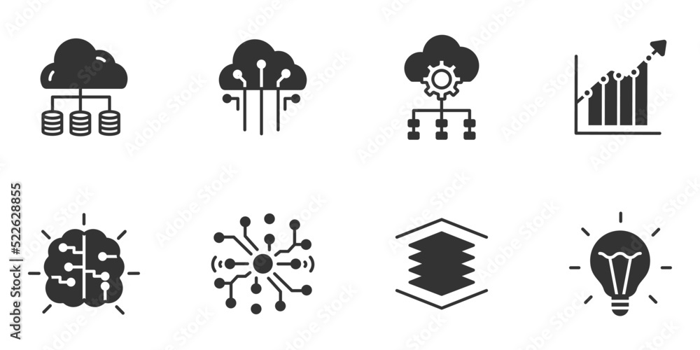 machine learning icons set . machine learning pack symbol vector ...