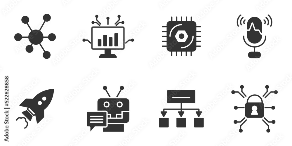 machine learning icons set . machine learning pack symbol vector ...