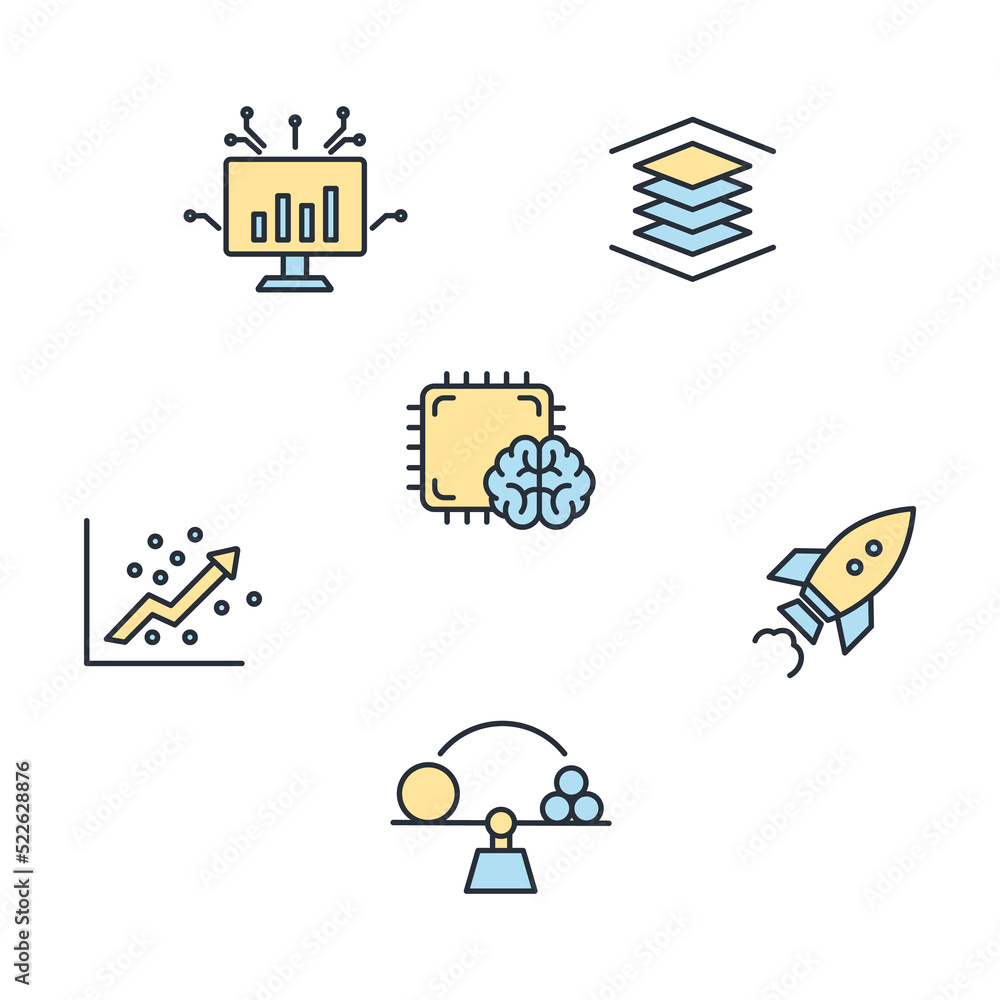 Machine Learning Icons Set Machine Learning Pack Symbol Vector