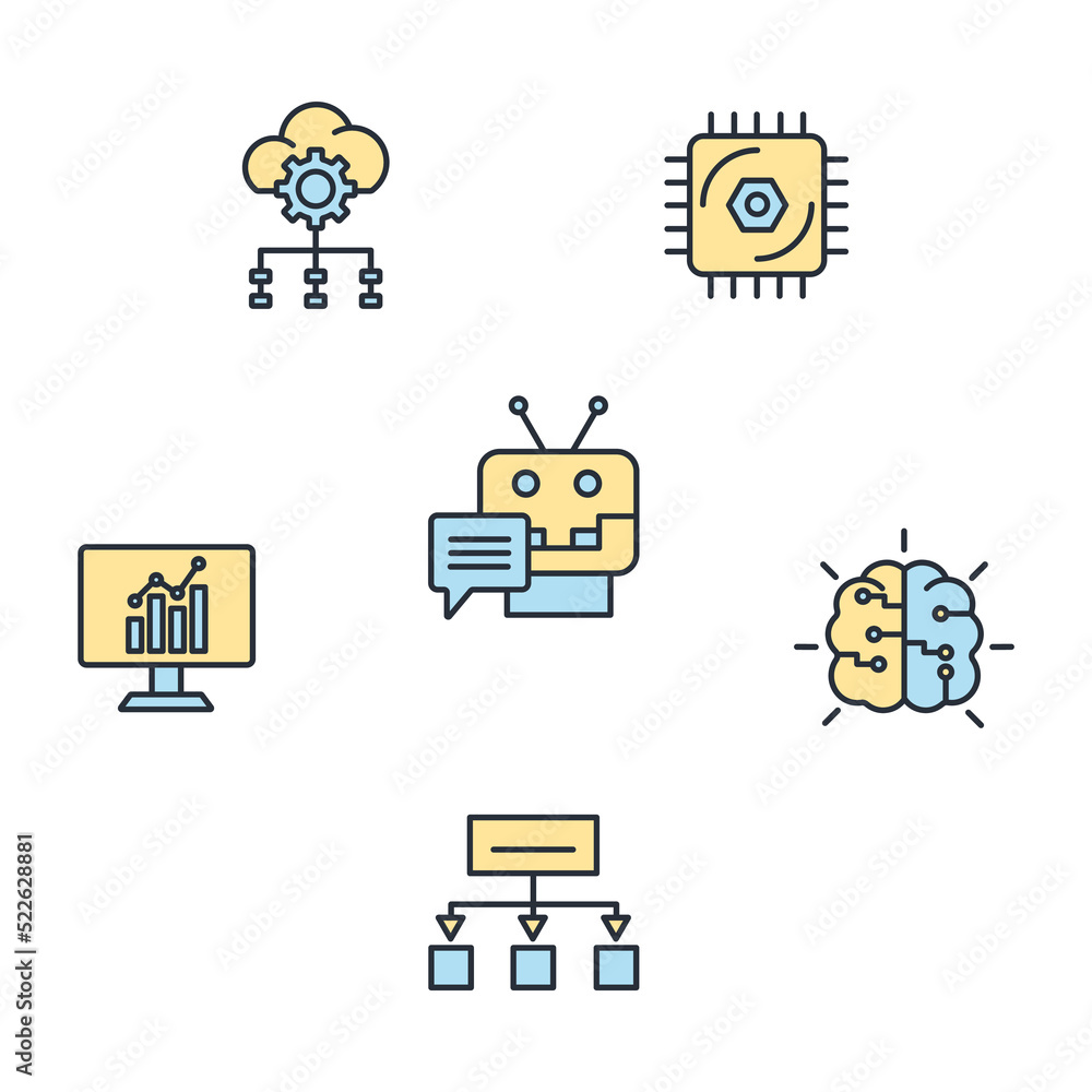 machine learning icons set . machine learning pack symbol vector ...
