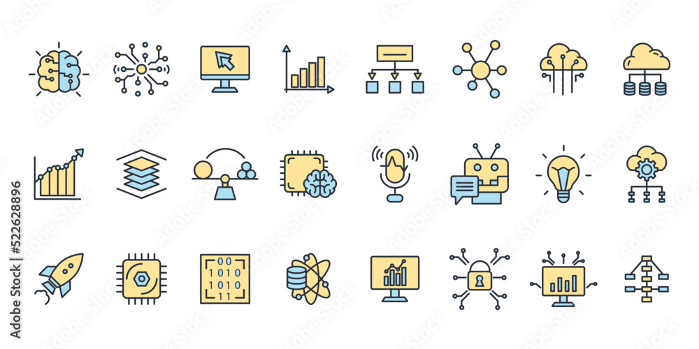 machine learning icons set . machine learning pack symbol vector ...