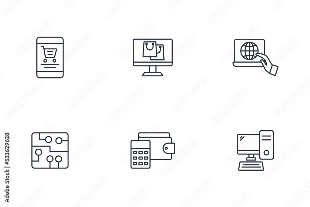 E-Payment Internet Banking Technology icons set . E-Payment Internet ...