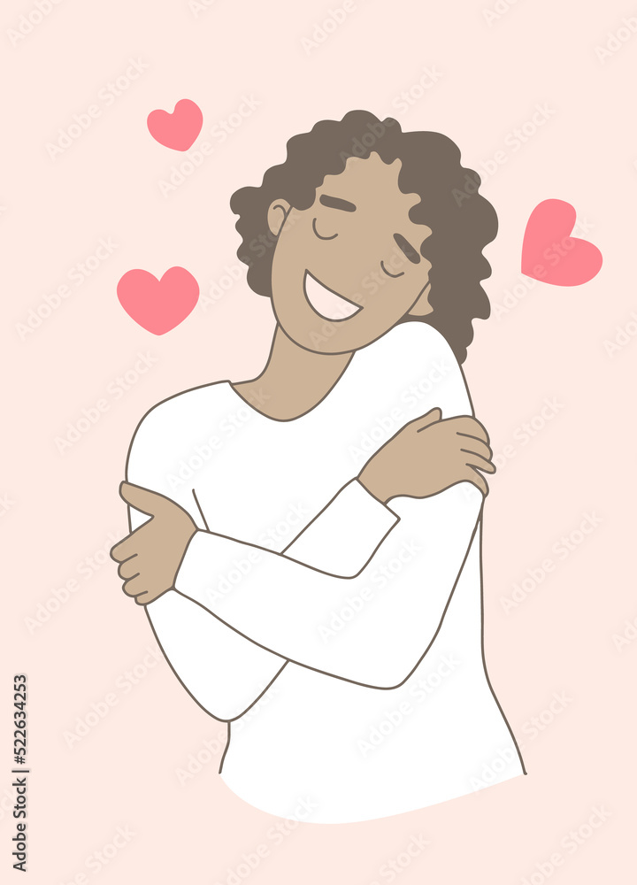 Love yourself. hugs yourself ,Love concept by yourself. Girl Healthcare ...