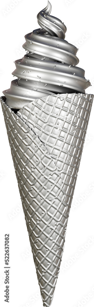 3D Rendering Element PNG Image Silver Ice Cream Cone Stock Illustration | Adobe Stock